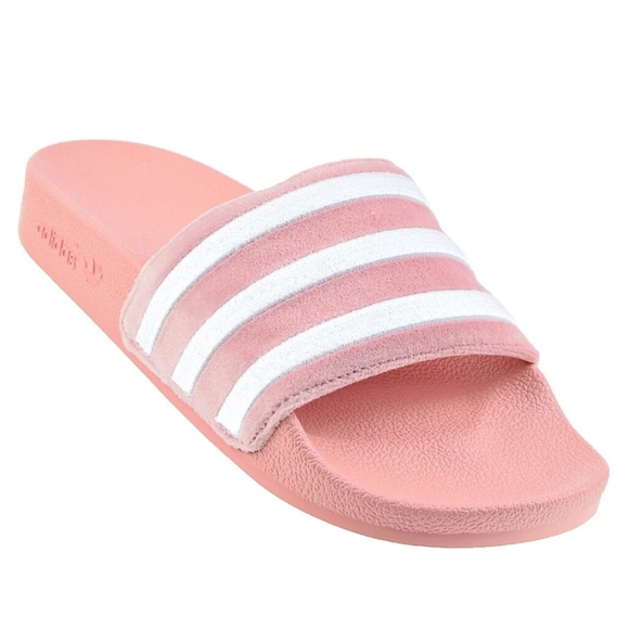 adidas | Shoes | Adidas Adilette Pink And White Slide Sandals | Poshmark